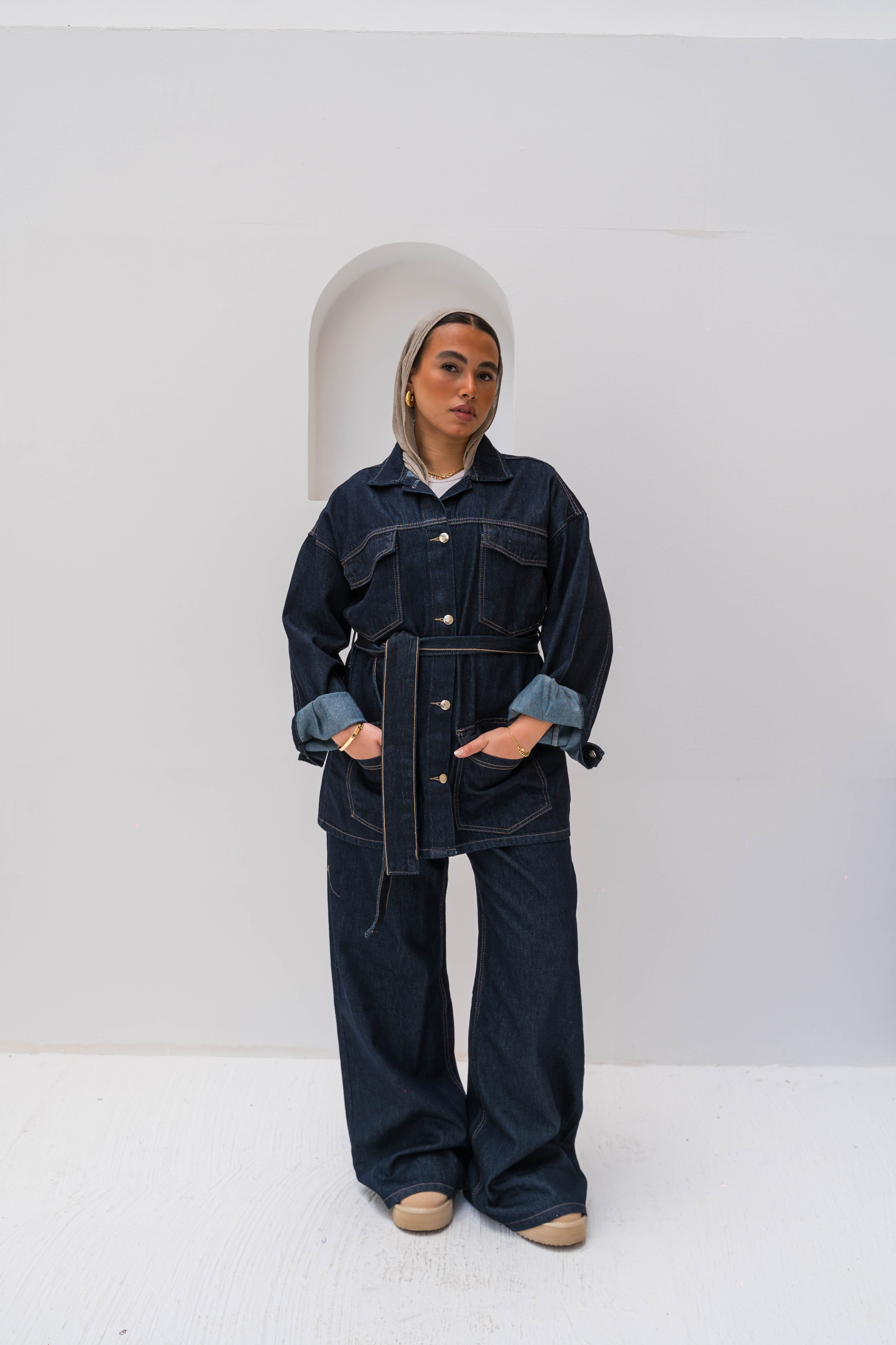 The Belted Denim Set – Sabeya
